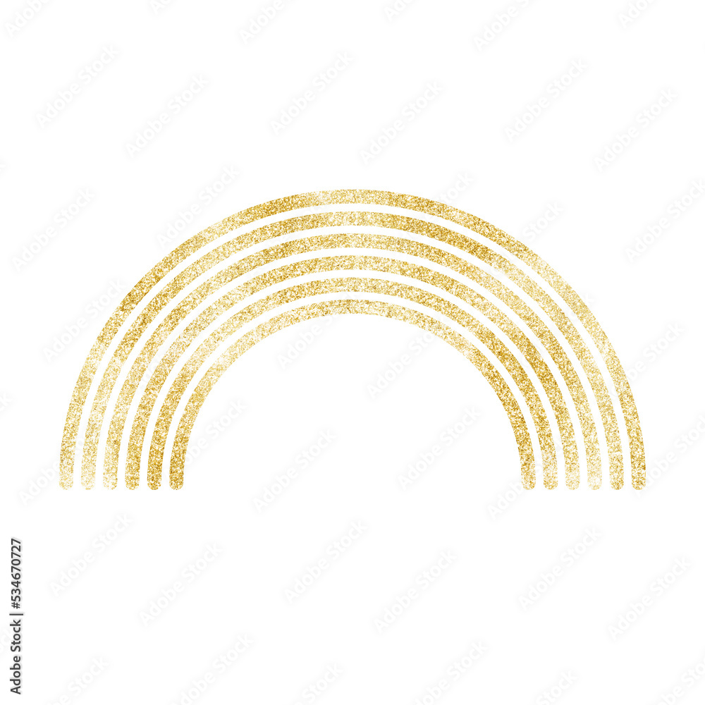 Golden concentric half circles. Gold outlined ring shapes. Isolated png ...