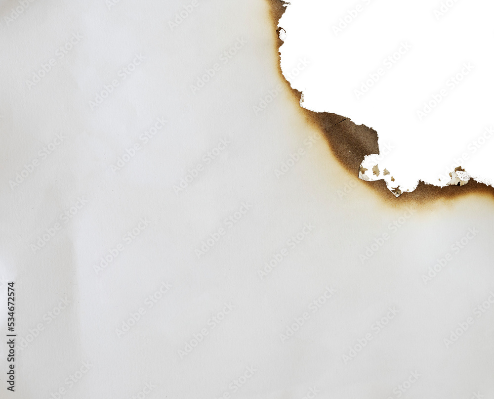 burnt paper frame for texture overlay. damaged white paper with burnt ...