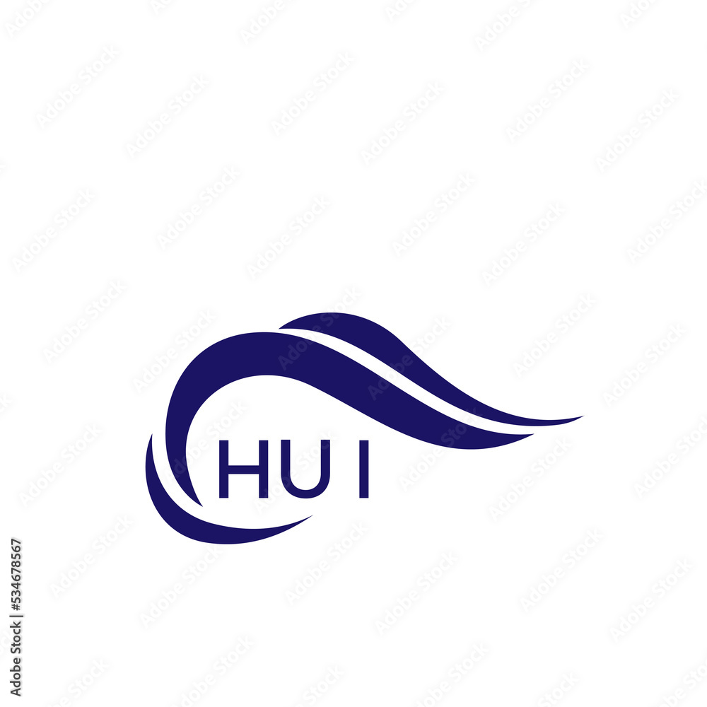 HUI letter logo. HUI blue image on white background. HUI Monogram logo ...