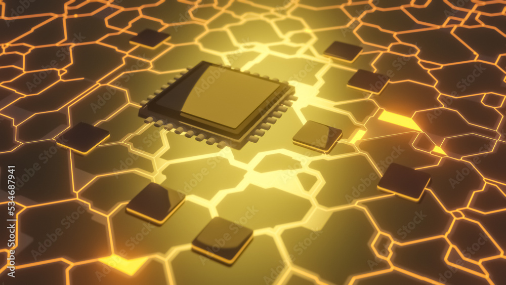 Technology background CPU central processing unit on circuit board with ...