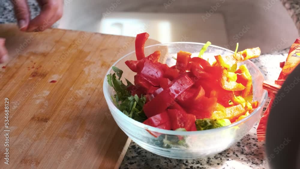 the process of making a salad of greens Stock Video | Adobe Stock