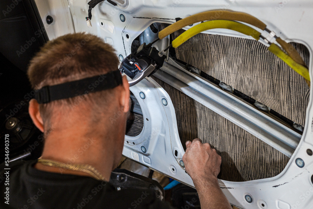 Car tuning. Sound insulation of the car. Installation of sound ...