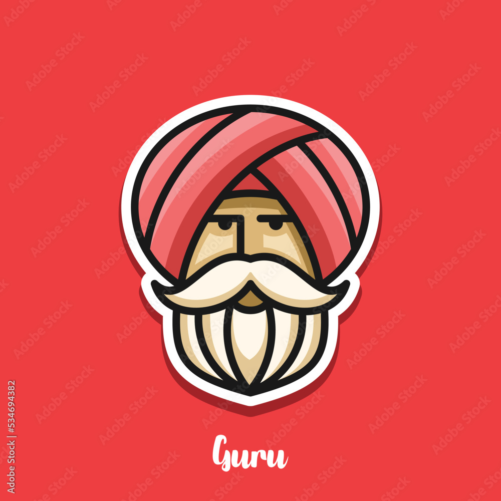 Iconic logo design featuring guru in cartoon style. Stock Vector ...