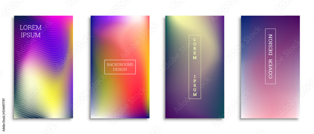 Bright gradient background for the cover. Set of 4 covers. Creative ...