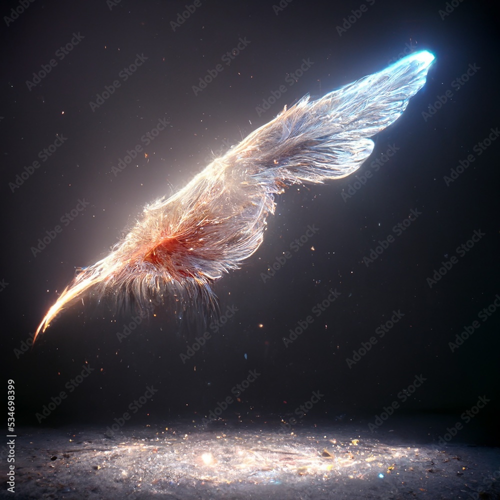 Illustrazione Stock A beautiful white feather floating in the air ...