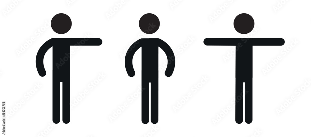 Stick Man Human figures in different poses Pictogram Icons Silhouettes ...