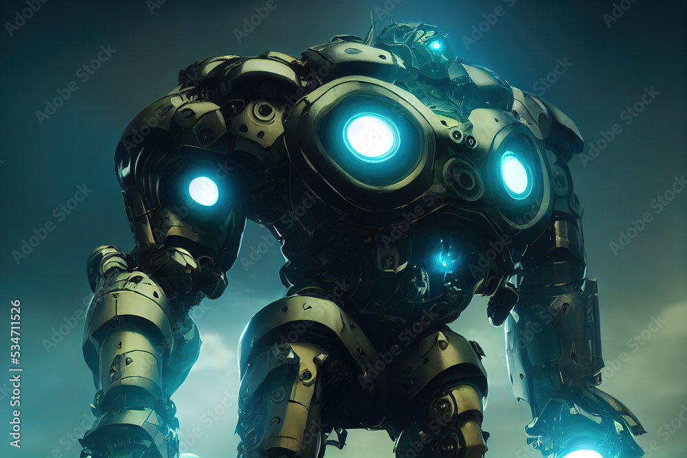 3 D render. Alien warrior, biomechanical creatures, cyborg, robot ...