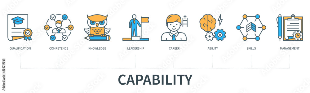 Capability concept with icons in minimal flat line style Stock Vector ...