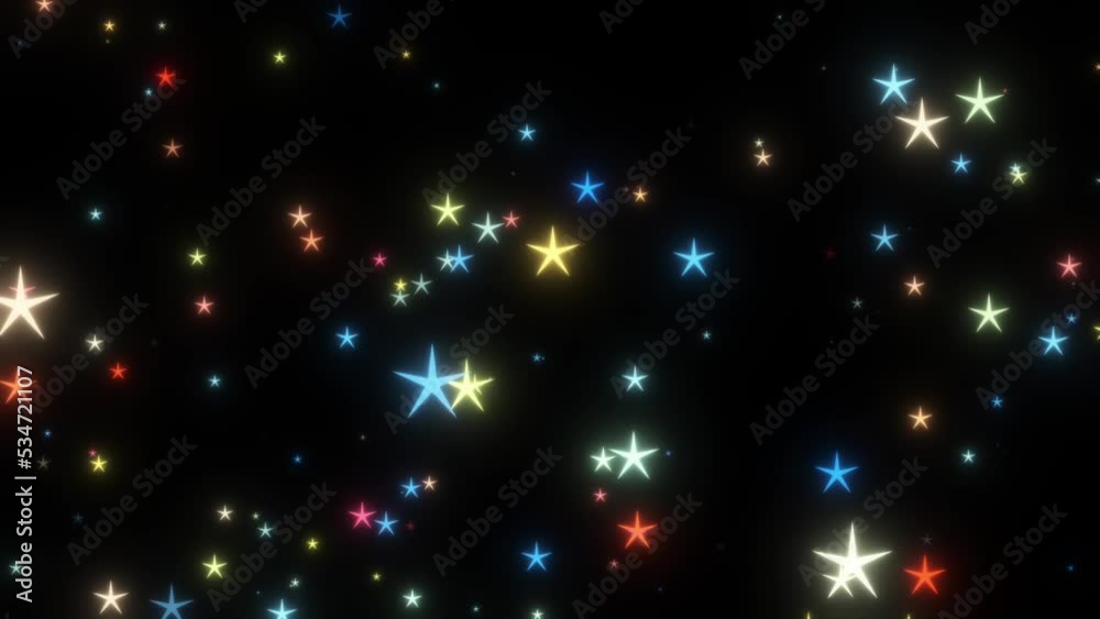 Falling Colorful Stars against dark background looping background Stock ...