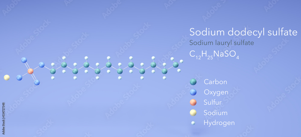 Stockillustratie sodium dodecyl sulfate, molecular structures, Sodium ...