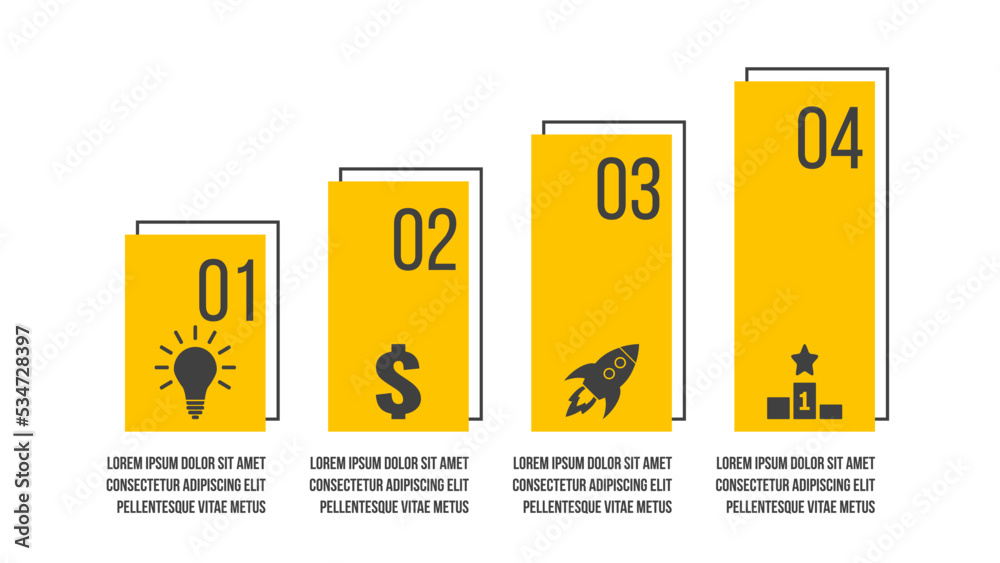 4 steps business process diagram. Four options vector infographics ...