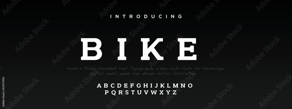 BIKE tech vector font typeface unique font design. Typeface urban style ...