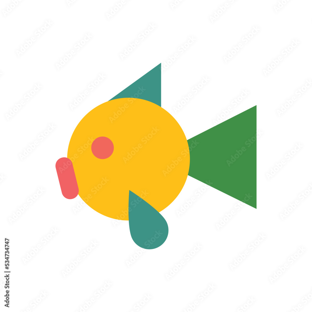 Fish cartoon on white background, vector illustration in flat cartoon ...
