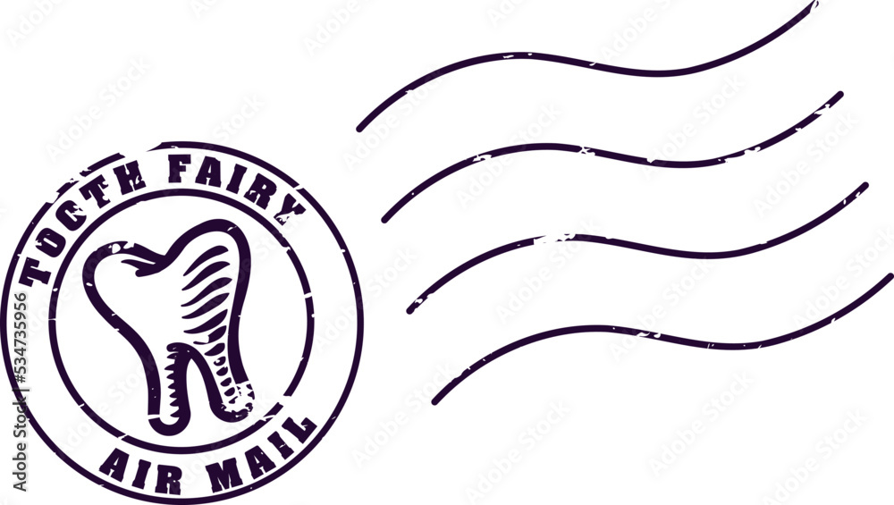Tooth fairy letter postage stamp airmail postmark. Air mail post mark ...