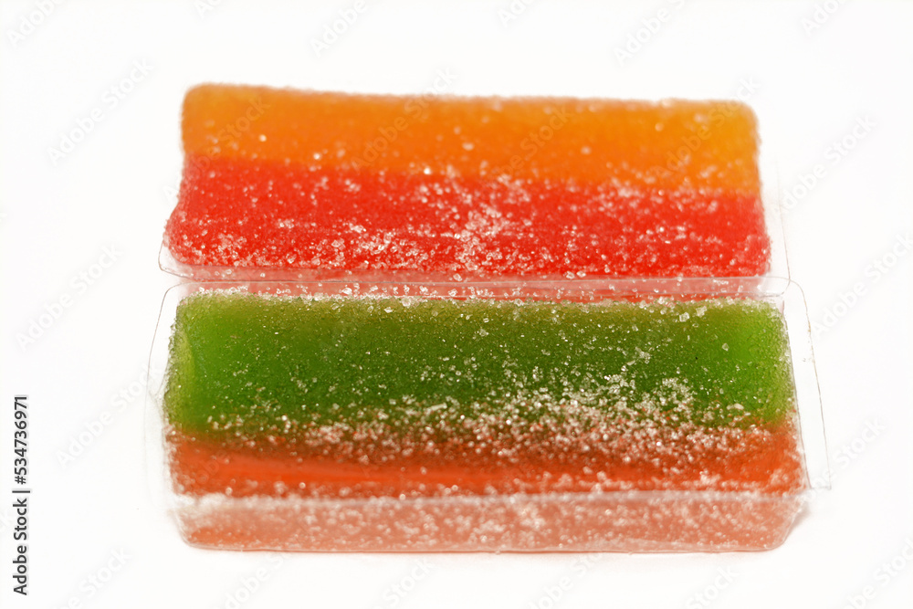 plain jelly colorful taffycandy sweets with flavors covered with sugar ...