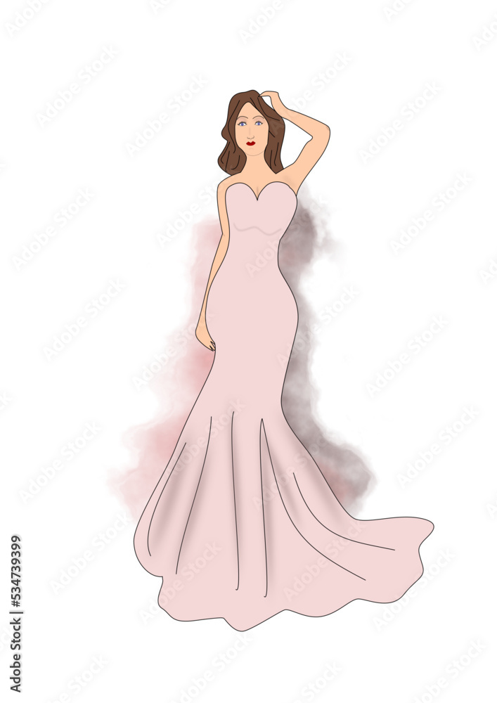 Fashion illustration.girl model vector image.gril posing vector image ...