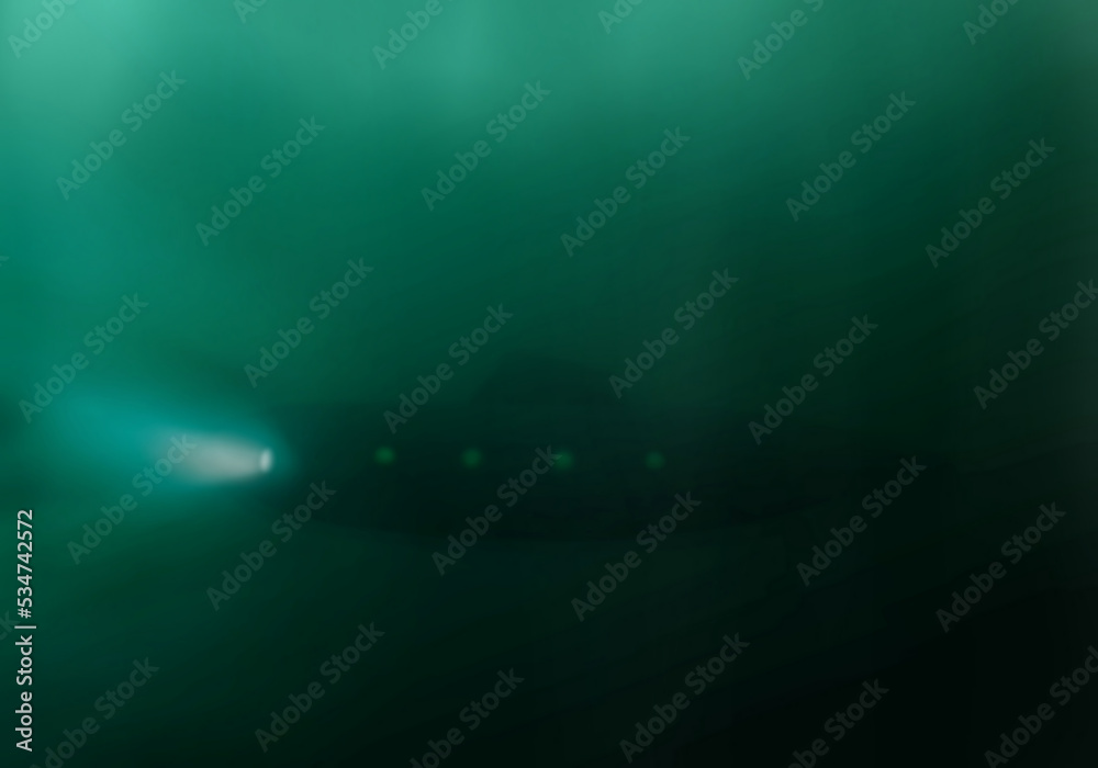 background illustration of a submarine diving on the seabed in low ...