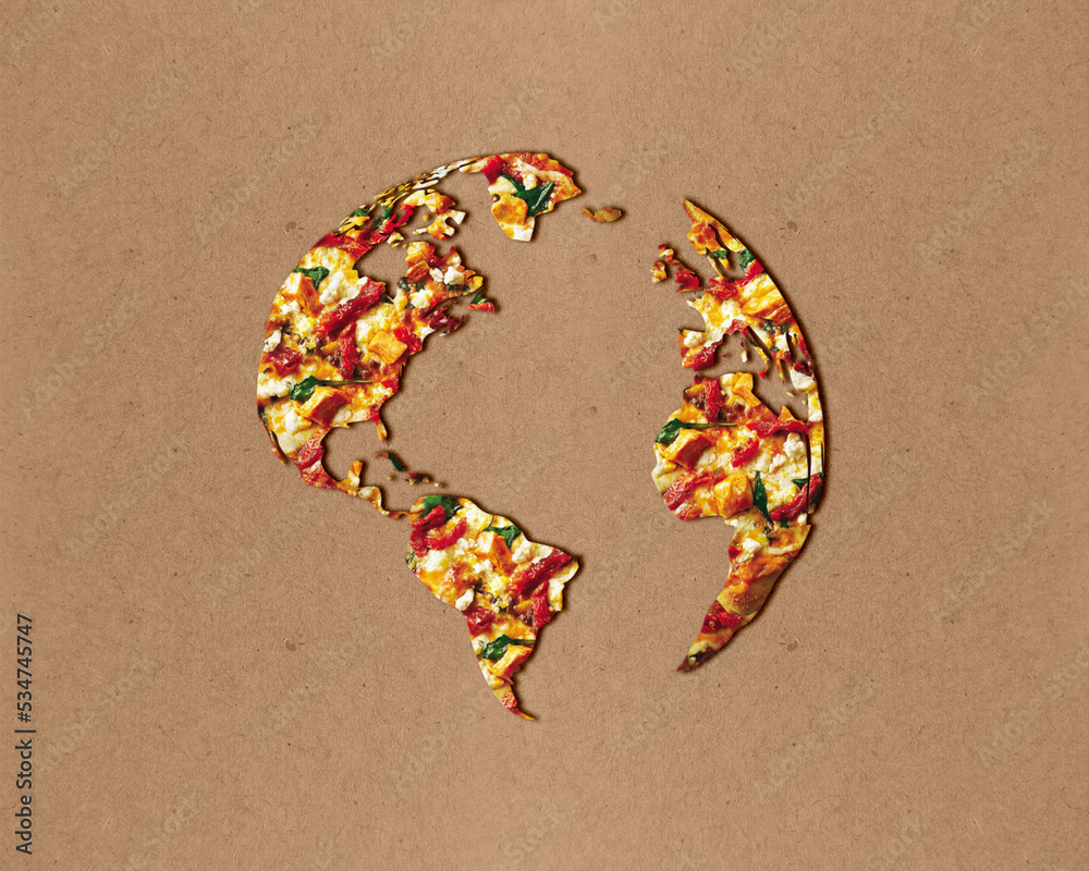 World food Day- Happy Pizza Day concept. Pizza shaped in earth. world ...