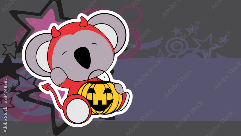 chibi halloween koala evil costume character cartoon background ...