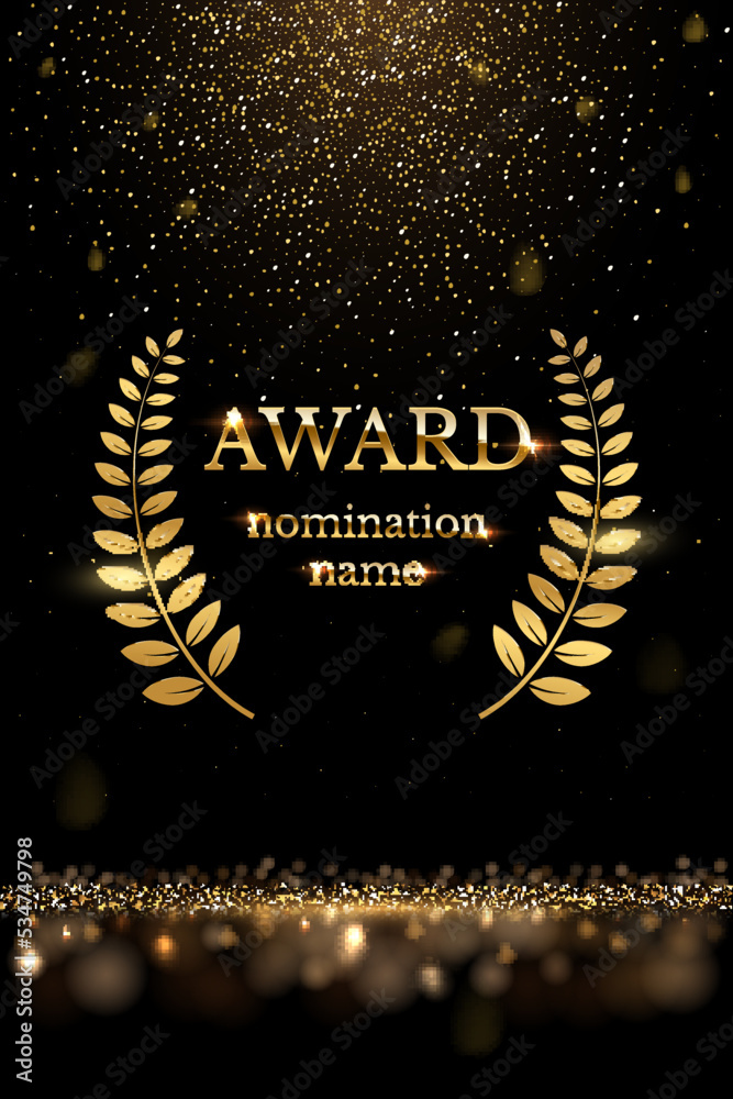 Winner nomination award with gold laurel vector illustration. Luxury ...