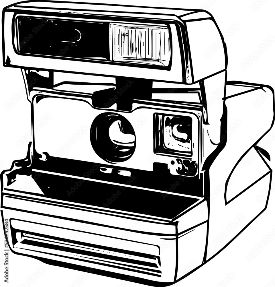 Polaroid camera silhouette, Photography logo, Photo camera sketch ...