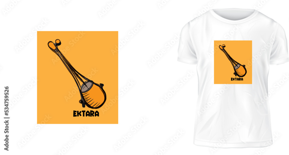 t shirt design concept, Ektara is a one-stringed musical instrument ...