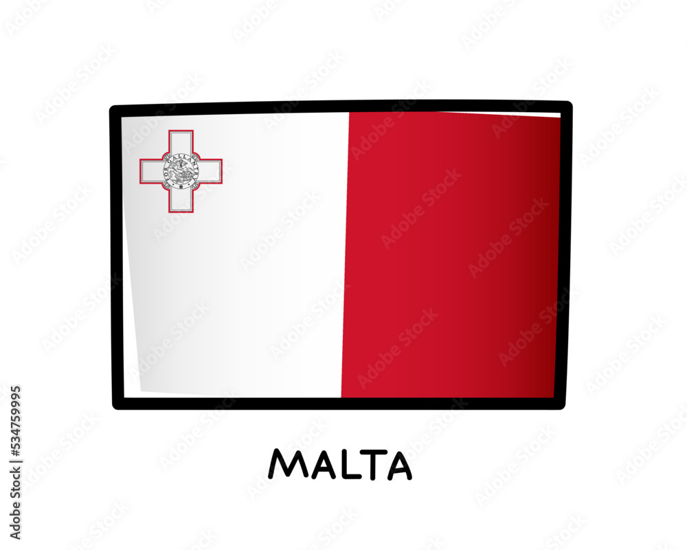 Maltese flag. Colorful Malta flag logo. White and red brush strokes ...