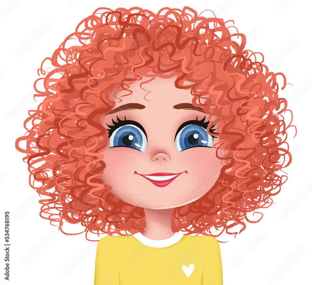 Cute Girl Illustration. Cartoon Avatar Portrait. Child Face Avatar ...