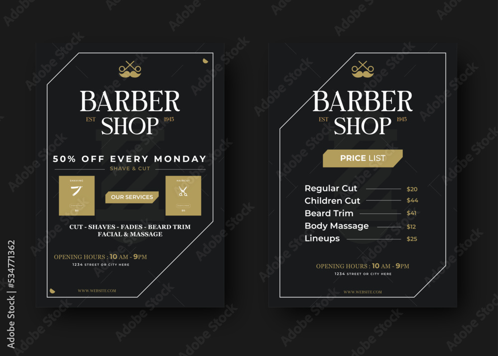 barber shop flyer poster layout. editable promotion advertising banner ...