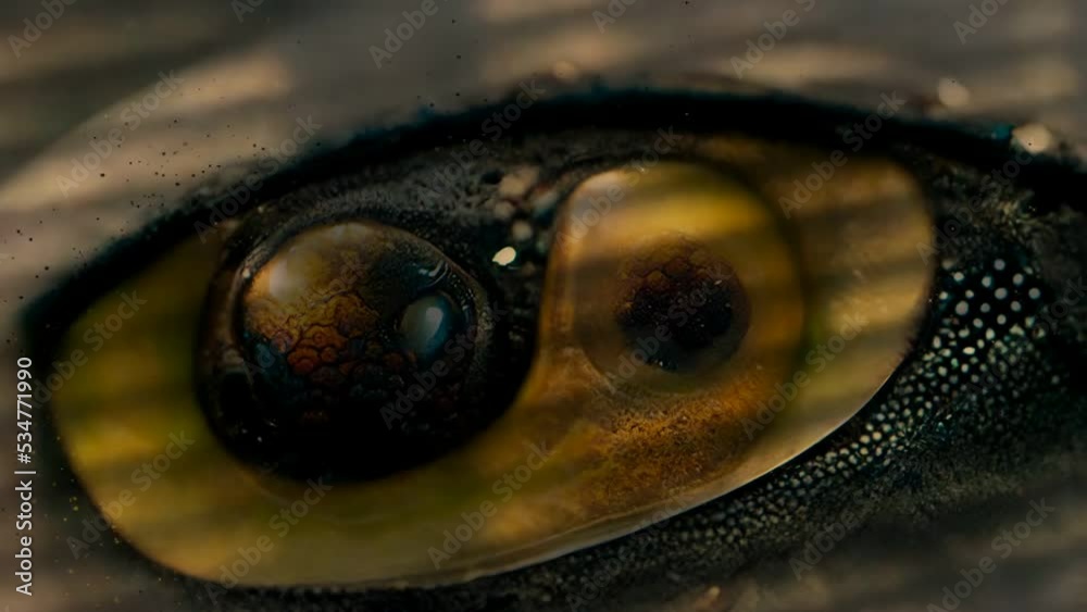 Fantastic eye bio cyborg close-up. Alien look. Yin yang concept ...