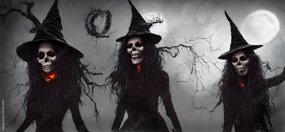 Scary ugly witch. Halloween background. Abstract. 3D Image Stock ...