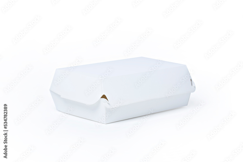 Different types of white cardboard packaging. For fast food, folding ...