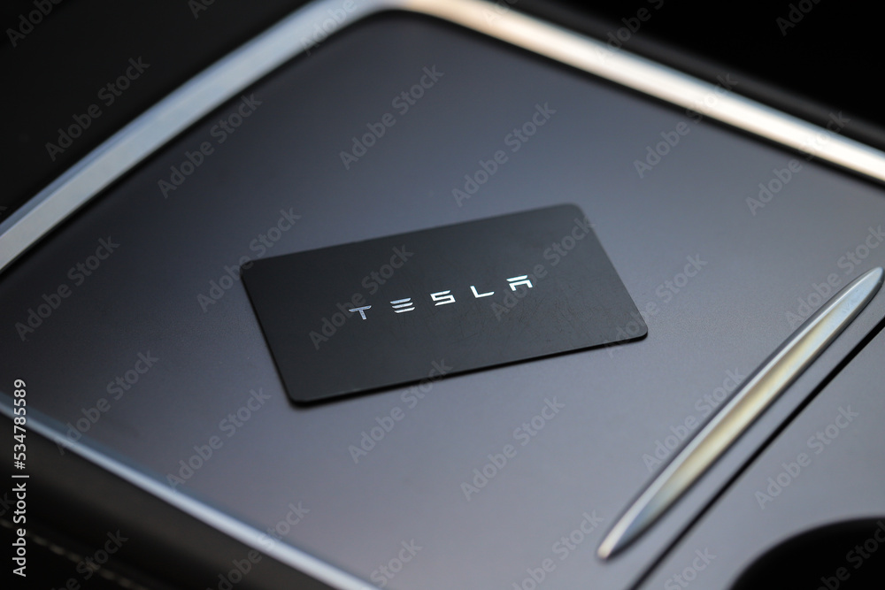 Tesla Model Y vehicle electric key card Stock Photo | Adobe Stock