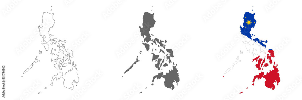 Highly detailed Philippines map with borders isolated on background ...