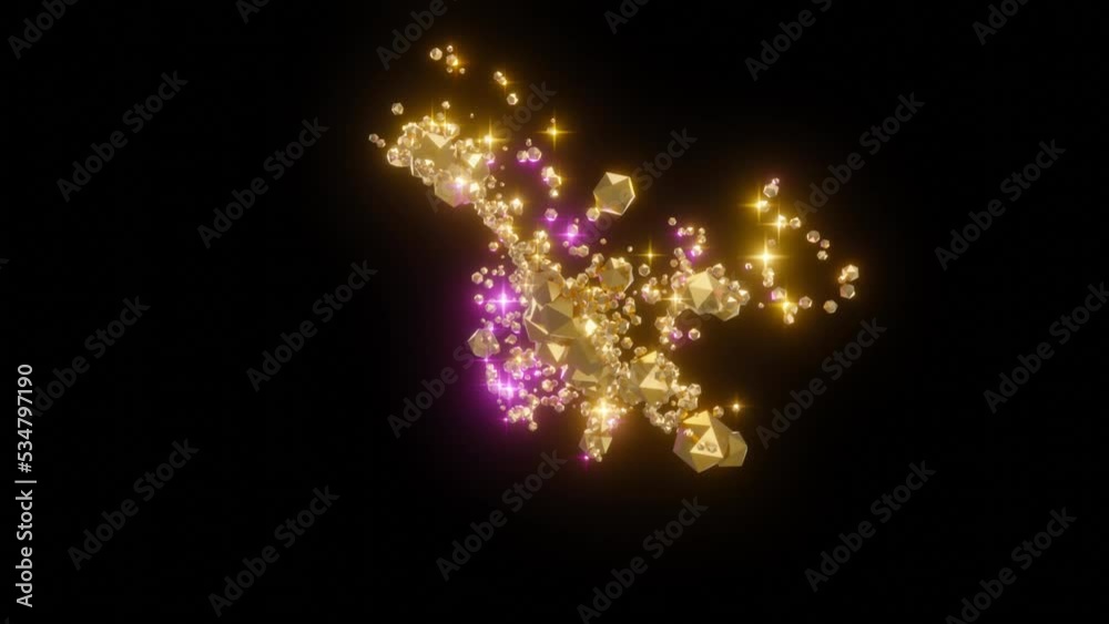 Abstract fantasy background shiny diamond like particles flow and ...