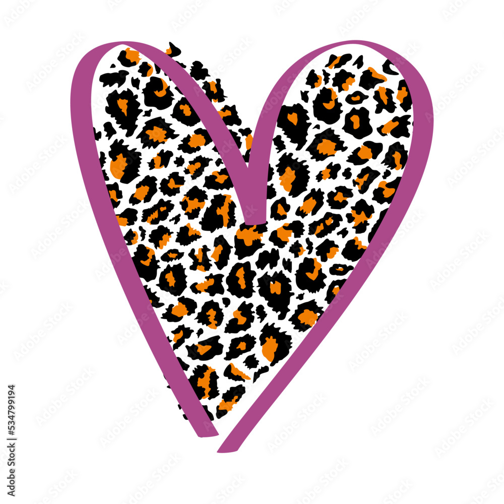 Design for a shirt of a leopard print heart isolated on white Stock ...