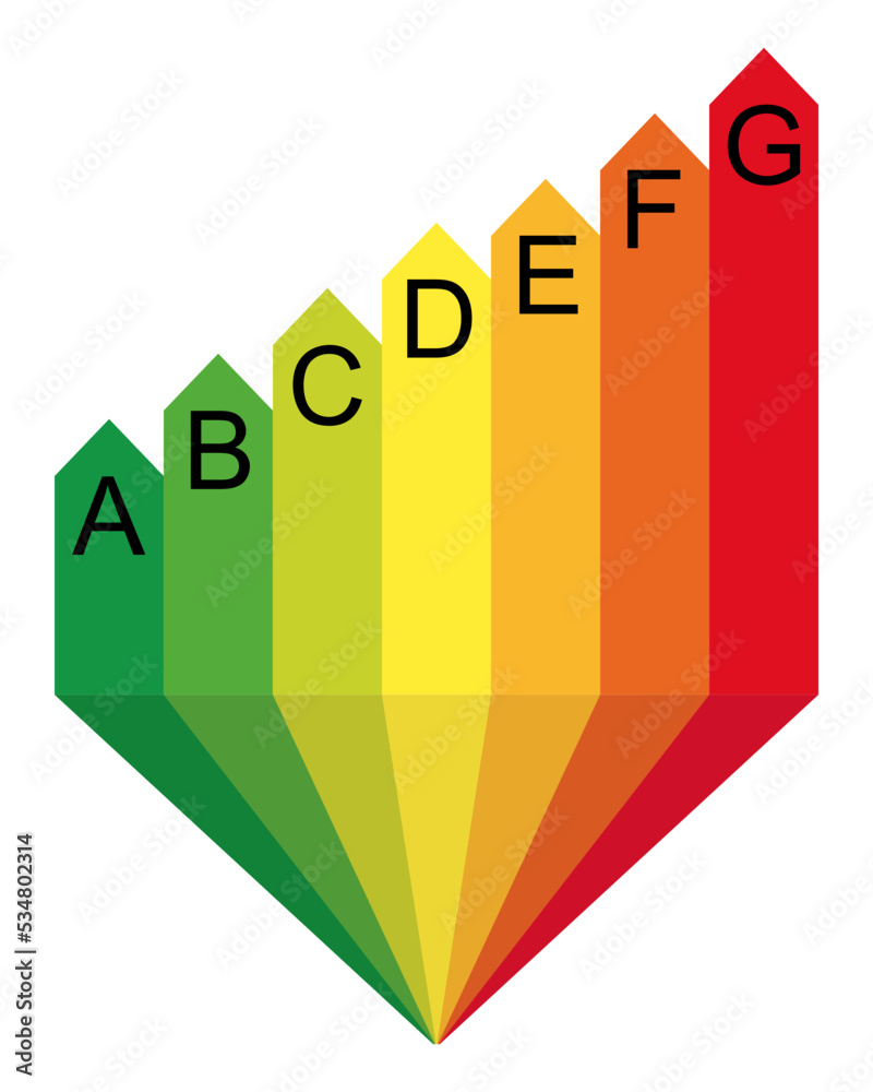 Efficiency energy rating labels, classification, A-G. Flat design ...