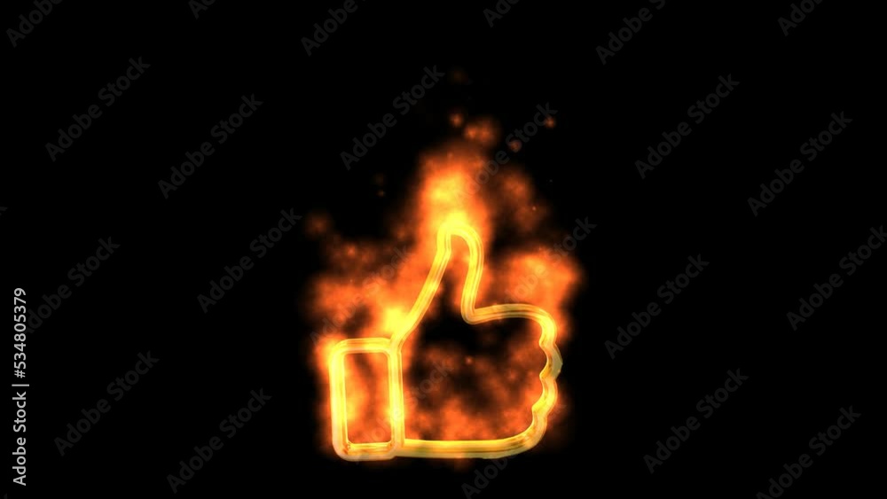 Like Icon with fire particles in chaotic motion, Alpha Channel. 3D ...