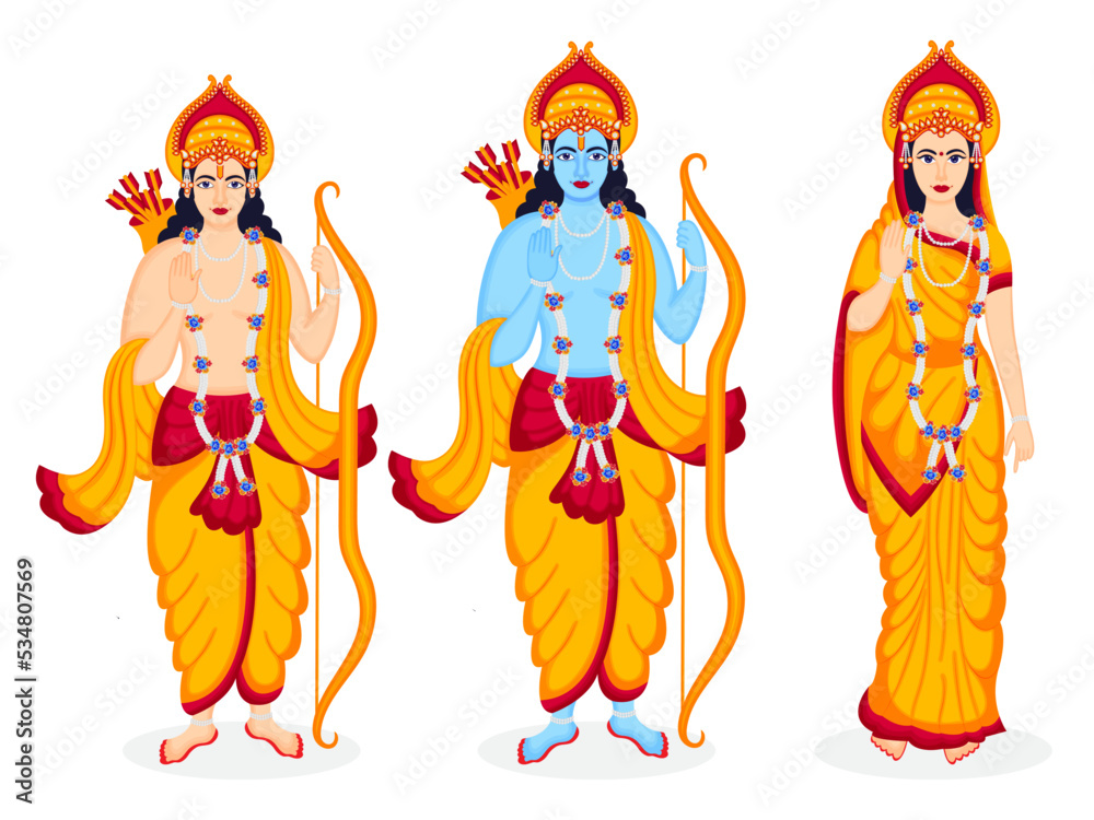 Photo & Art Print Vector illustration of lord Rama , Lord Lakshman and goddess sita on indian ...