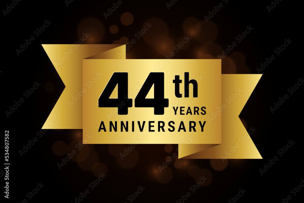 44 Years anniversary, anniversary celebration template design with gold ...
