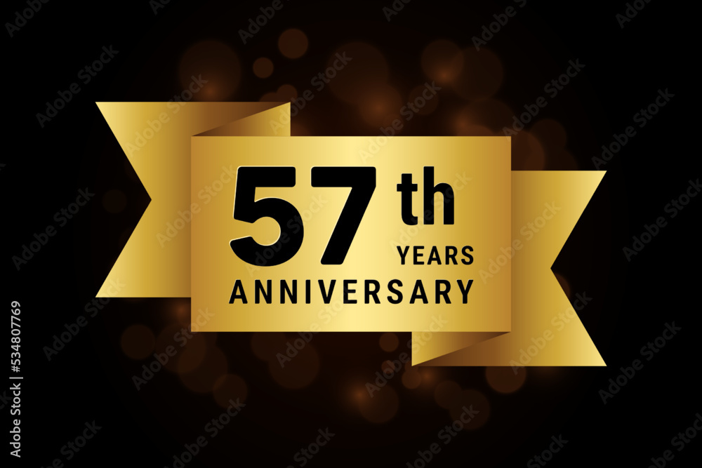 57 Years anniversary, anniversary celebration template design with gold ...