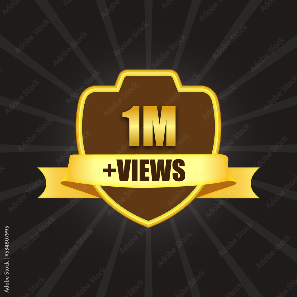 Million Views Celebration Banner 1 Million Views Badge Stock