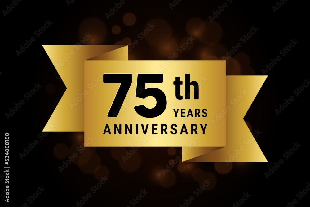 75 Years anniversary, anniversary celebration template design with gold ...