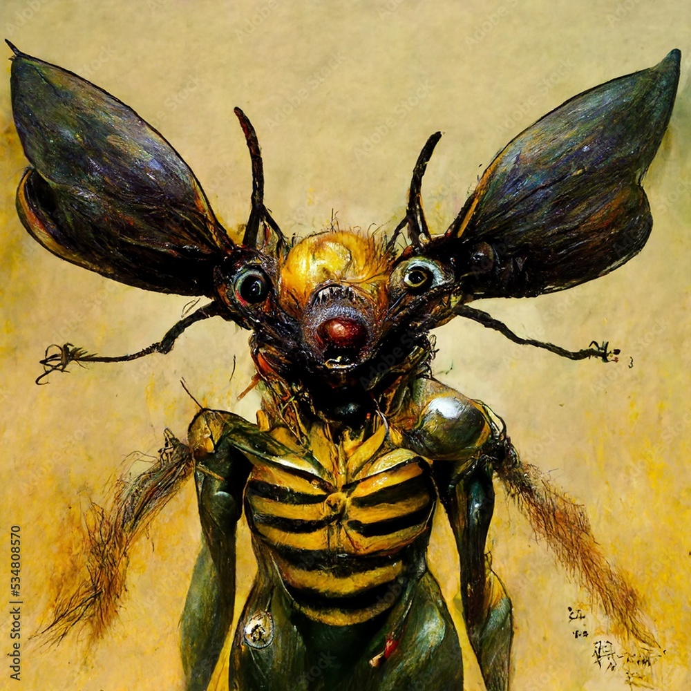 A wasp, bee, hornet hybrid breeded with a human, half human half bug ...