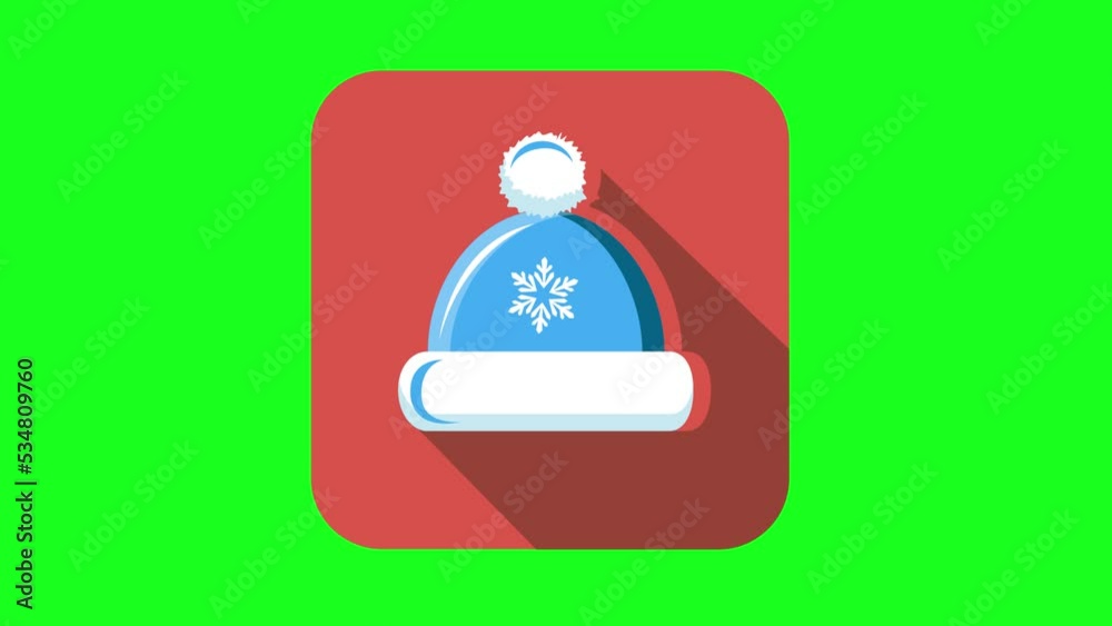Christmas hat icon animation on green screen. Christmas hat icon with ...