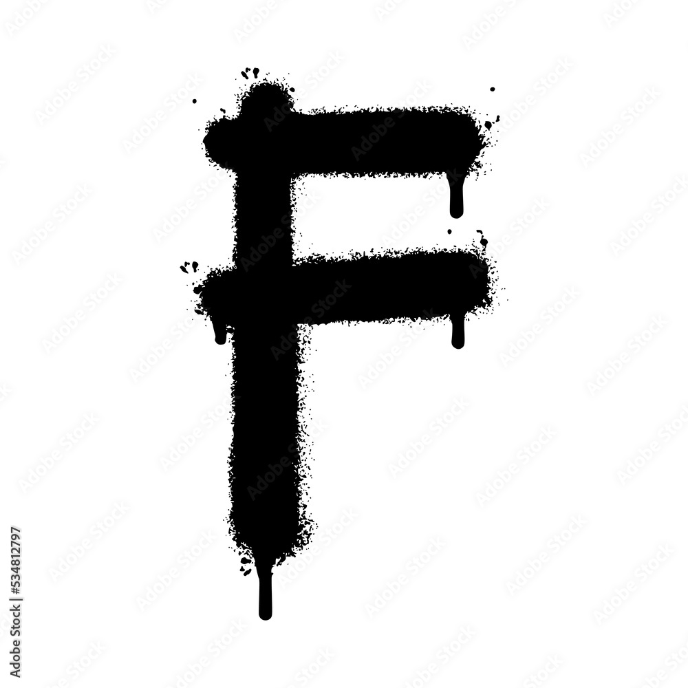 Spray Painted Graffiti font F Sprayed isolated with a white background ...
