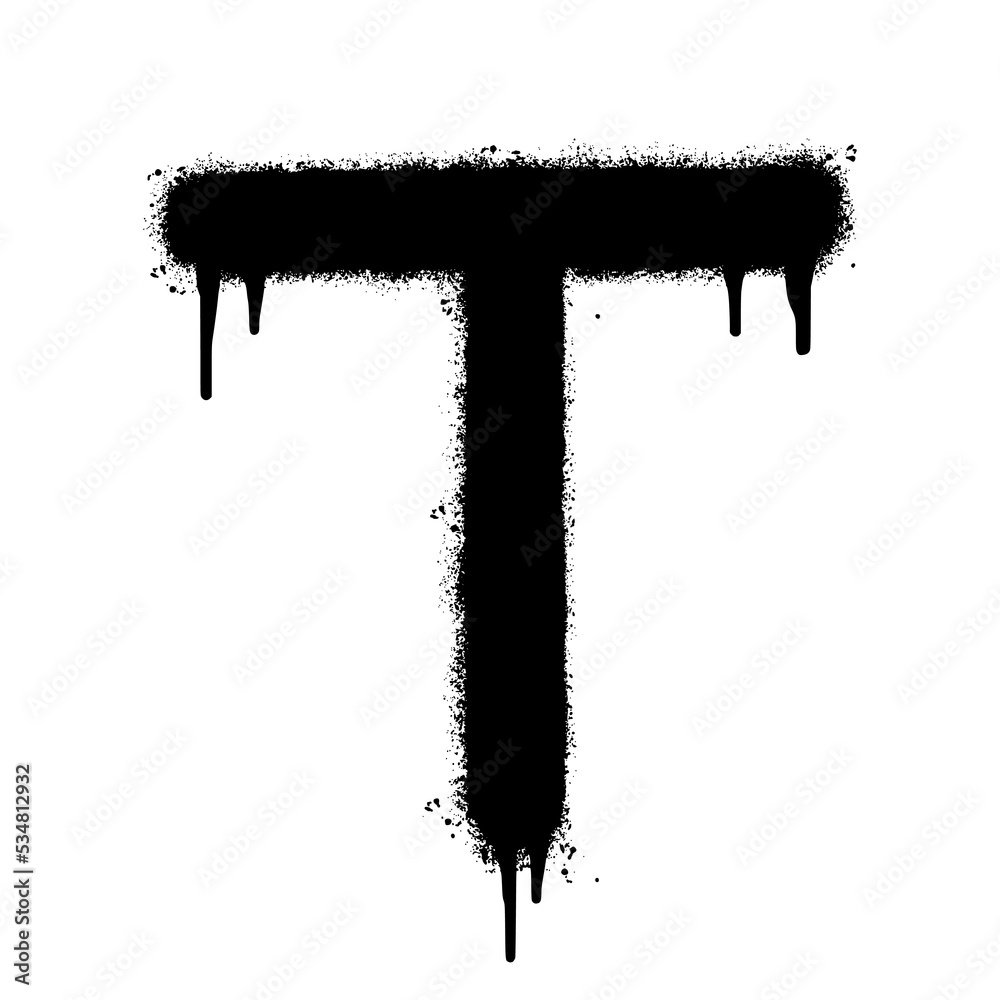 Spray Painted Graffiti font T Sprayed isolated with a white background ...