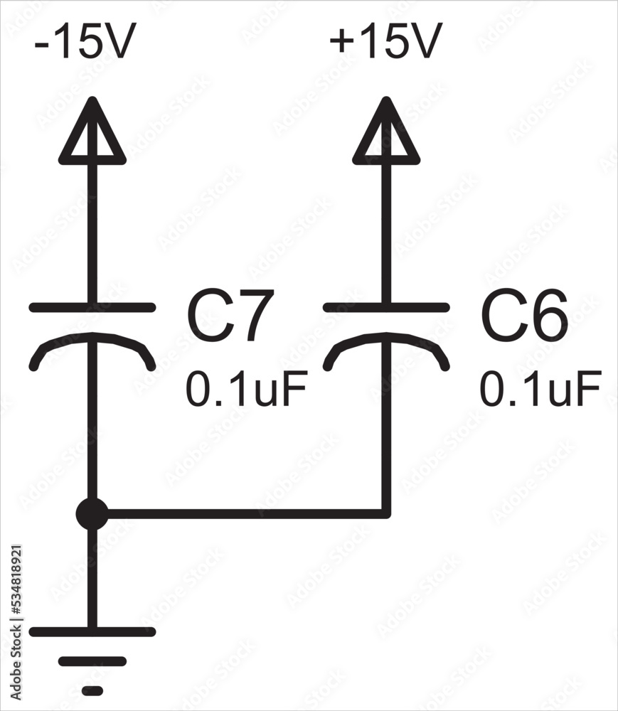 Vector Electrical Circuit With Capacitor And Gnd Electrical Schematic Diagram Stock Vector