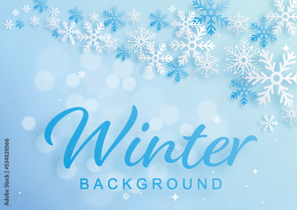 Snowflakes design for winter with snowflakes paper cut style on color ...