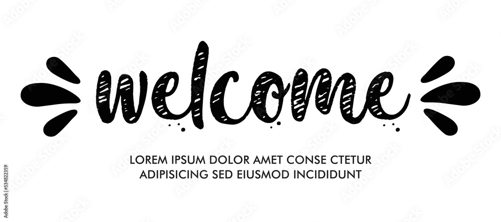 3d graphic of a symbol on a chrome marker and welcome banner design ...